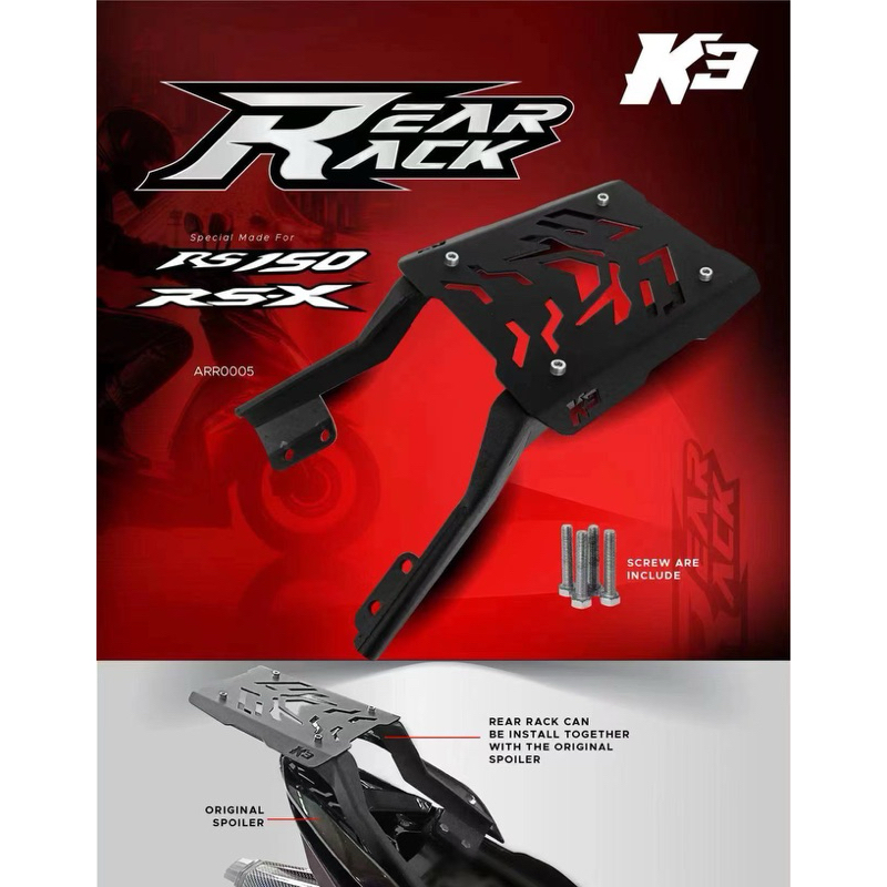K3 Rear Rack Honda Rs150 RSX Kaki Box Berlakang K3 Rack bracket RSX ...