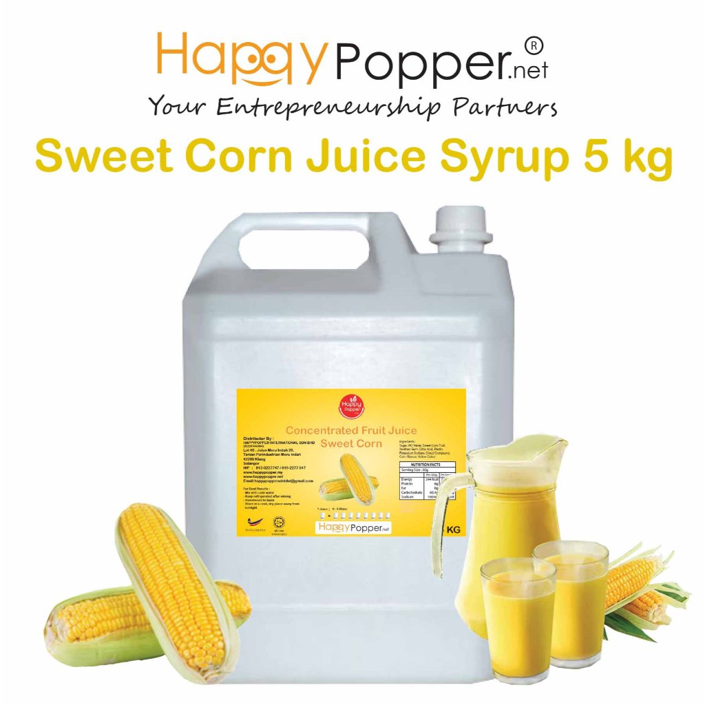 HAPPYPOPPER Sweet Corn Fruit Juice Concentrated Syrup 5kg For ...