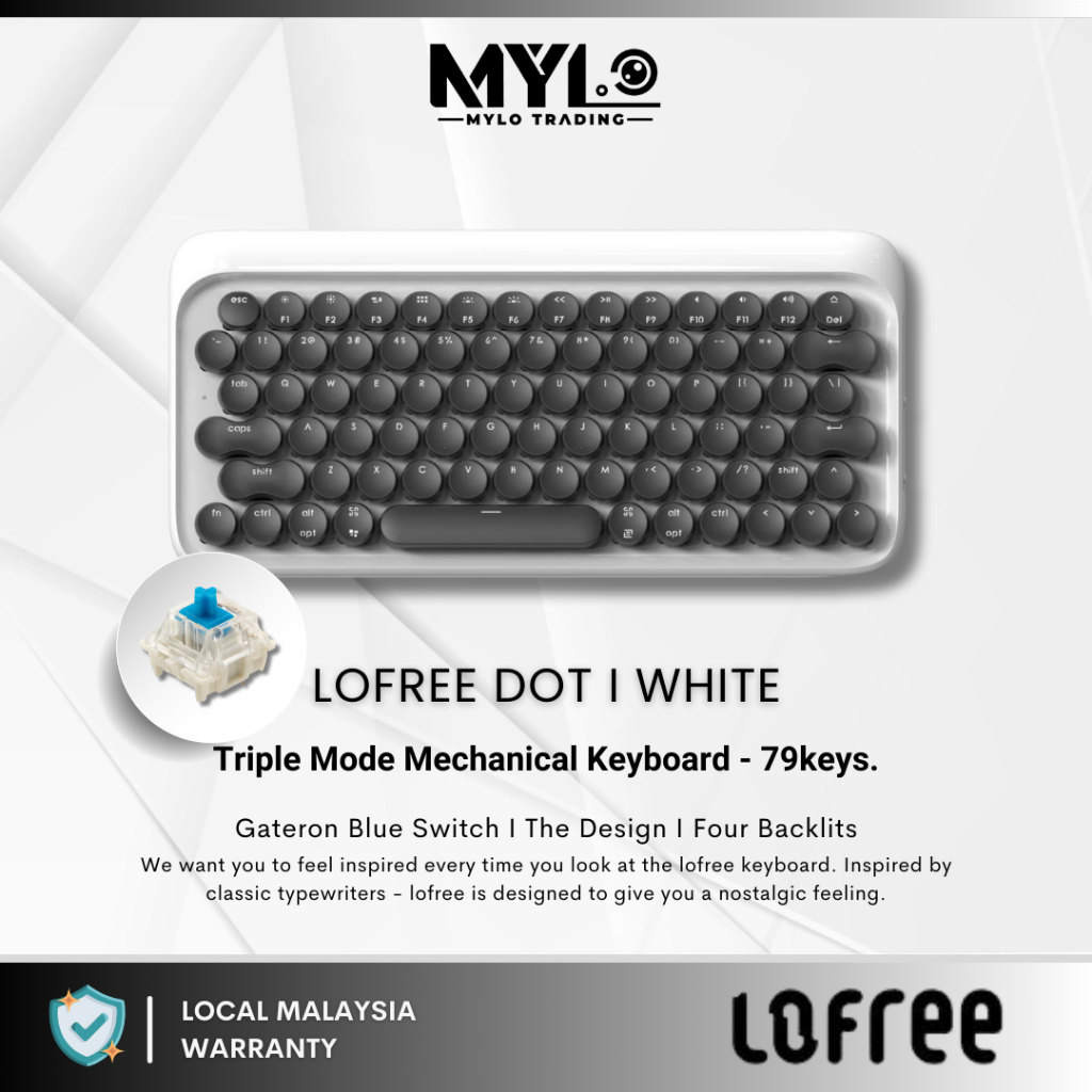 - Lofree DOT Typewriter Inspired Pure White Bluetooth Mechanical ...