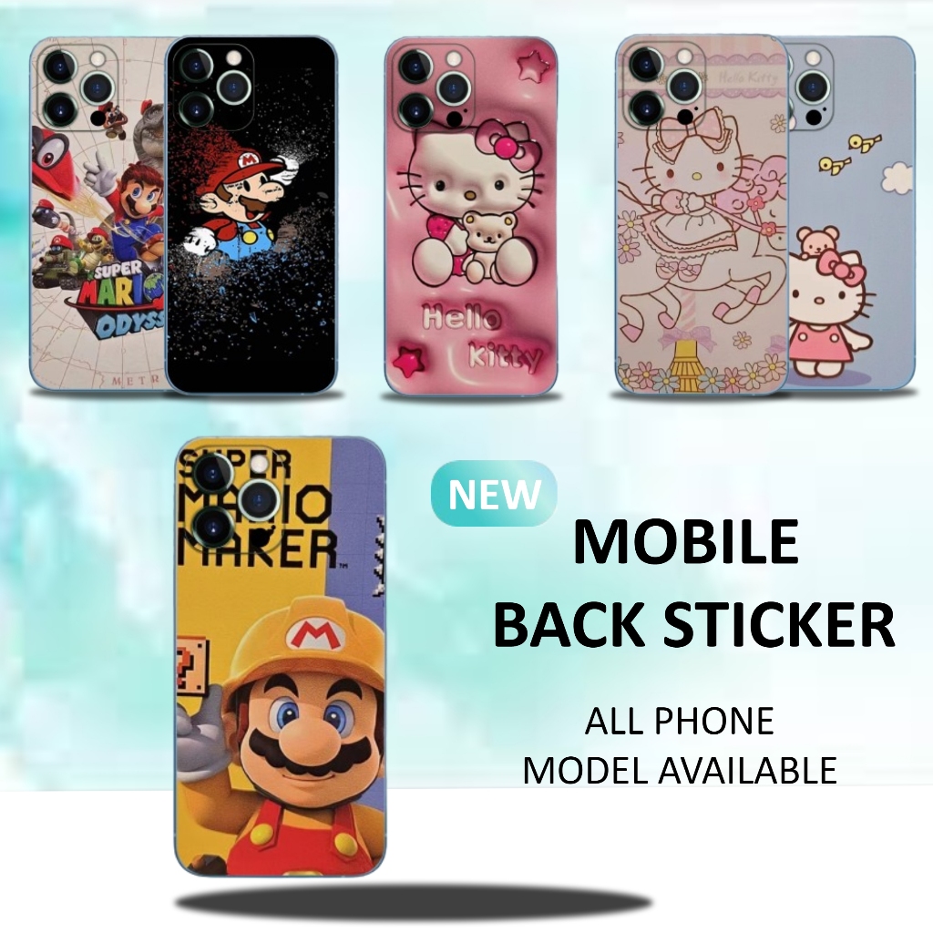 SUPER MARIO / HELLO KITTY- PHONE BACK SKIN / SCREEN PROTECTOR FILM ...