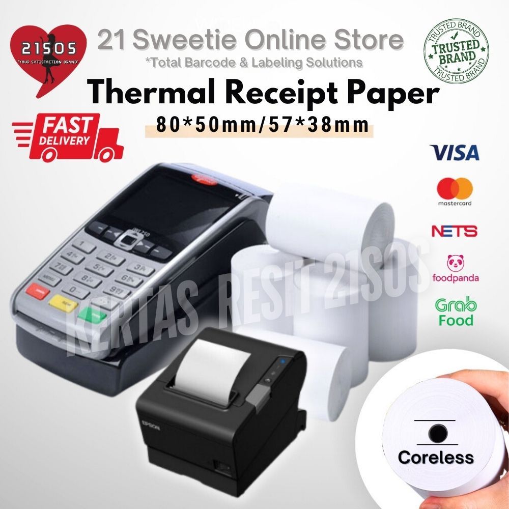Coreless Thermal Paper Receipt Rolls Receipt Paper Roll Cash Register ...