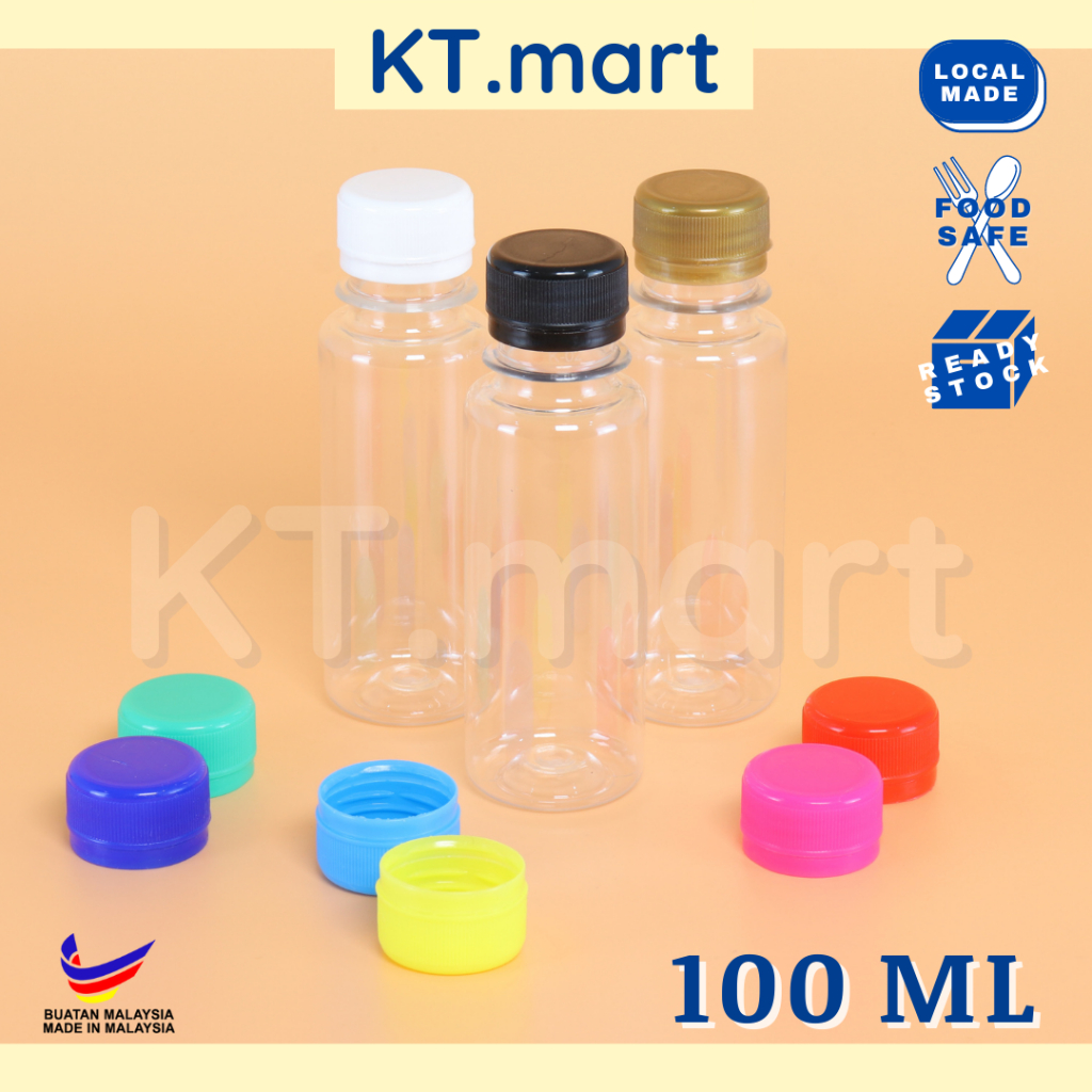 Empty Water Bottle 100mL Air botol kosong including white/black cap ...