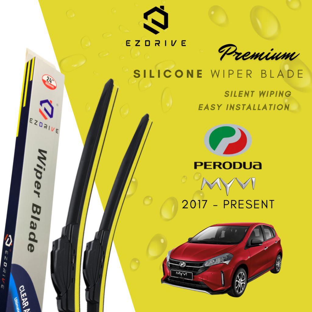 EZDRIVE Premium Silicone Car Wiper Blade Windshield For Perodua MYVI ...