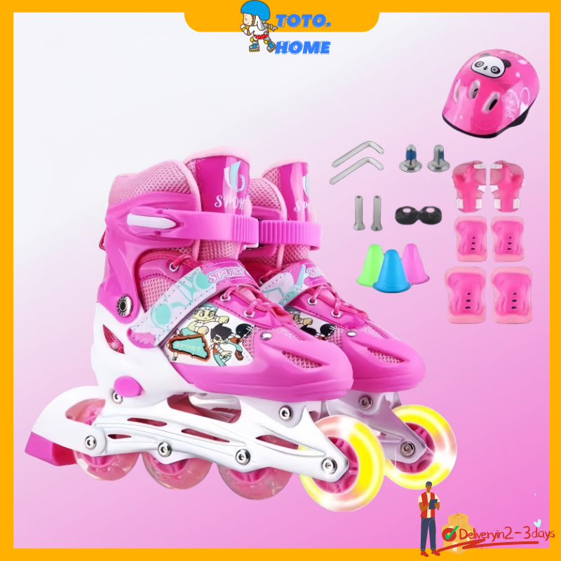 Single round flash Professional beginner child inline skates 4 wheels ...