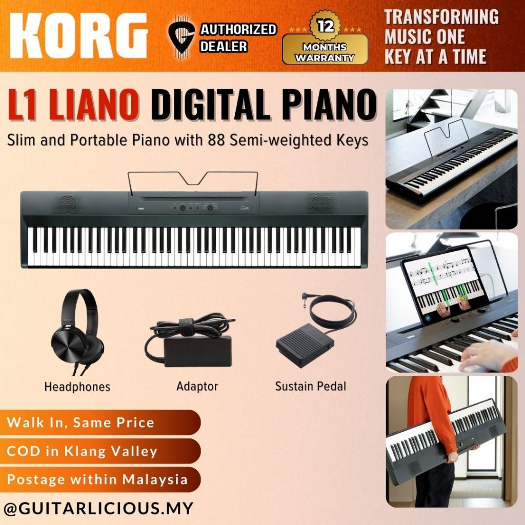 KORG L1 Liano 88-Key Portable Digital Piano - Black ( L-1 / L1-Liano ...