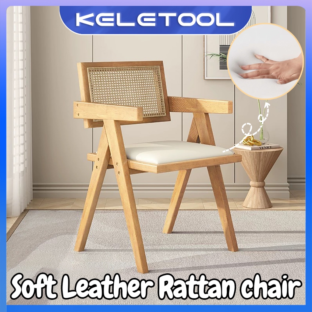 Rattan Chair Dining Chair Ratten Timber Armchair With Backrest Kerusi ...