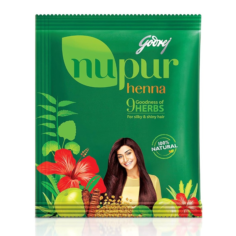 Godrej Nupur 100% Pure Henna 9 Herbs Powder (Mehandi) | for Hair, Hands & Feet | 120g | 400g ...