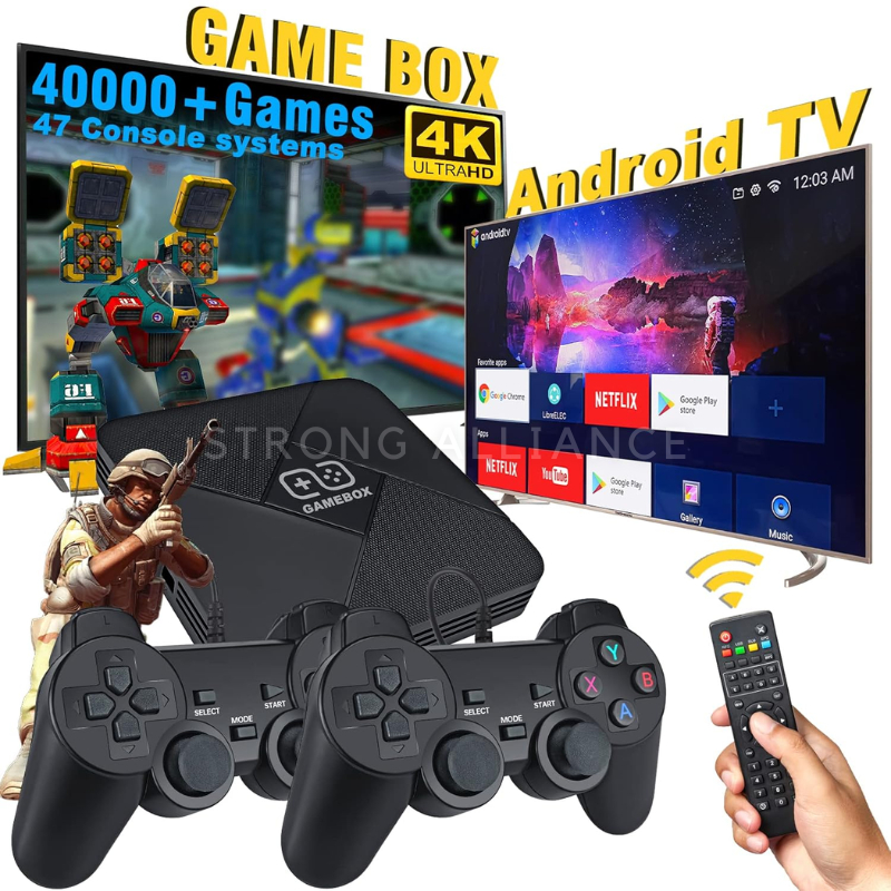 GAME BOX G5 + Android TV Box with 2 IN 1 Wireless Controller Gaming ...