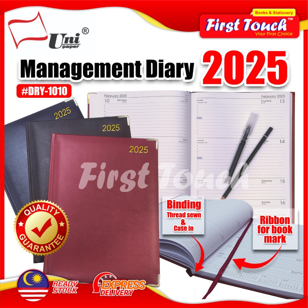 DIARY 2025 Management Diary UNI Thick Size A4 Diary Planner with Hard ...