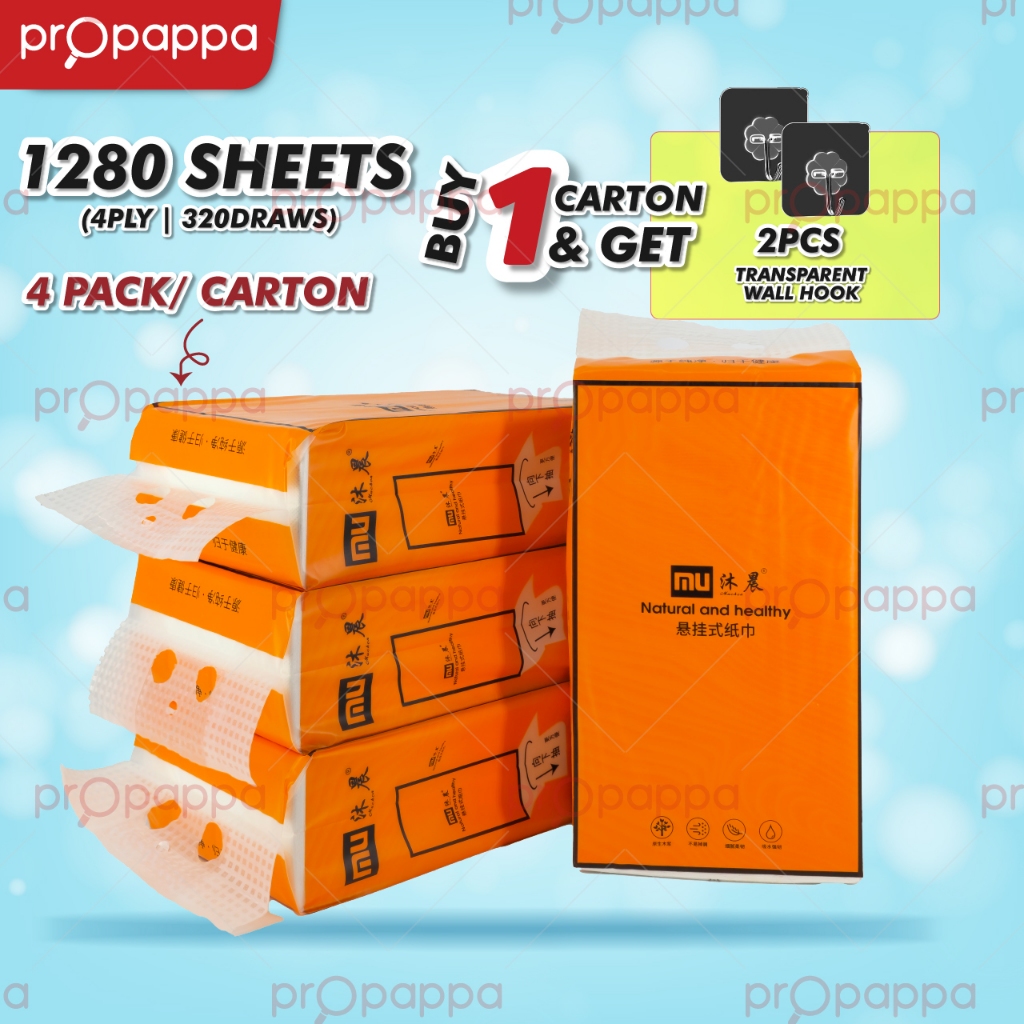 Propappa - [1 Carton 4 Packs] Deluxe Soft Facial Tissue Paper Wall ...
