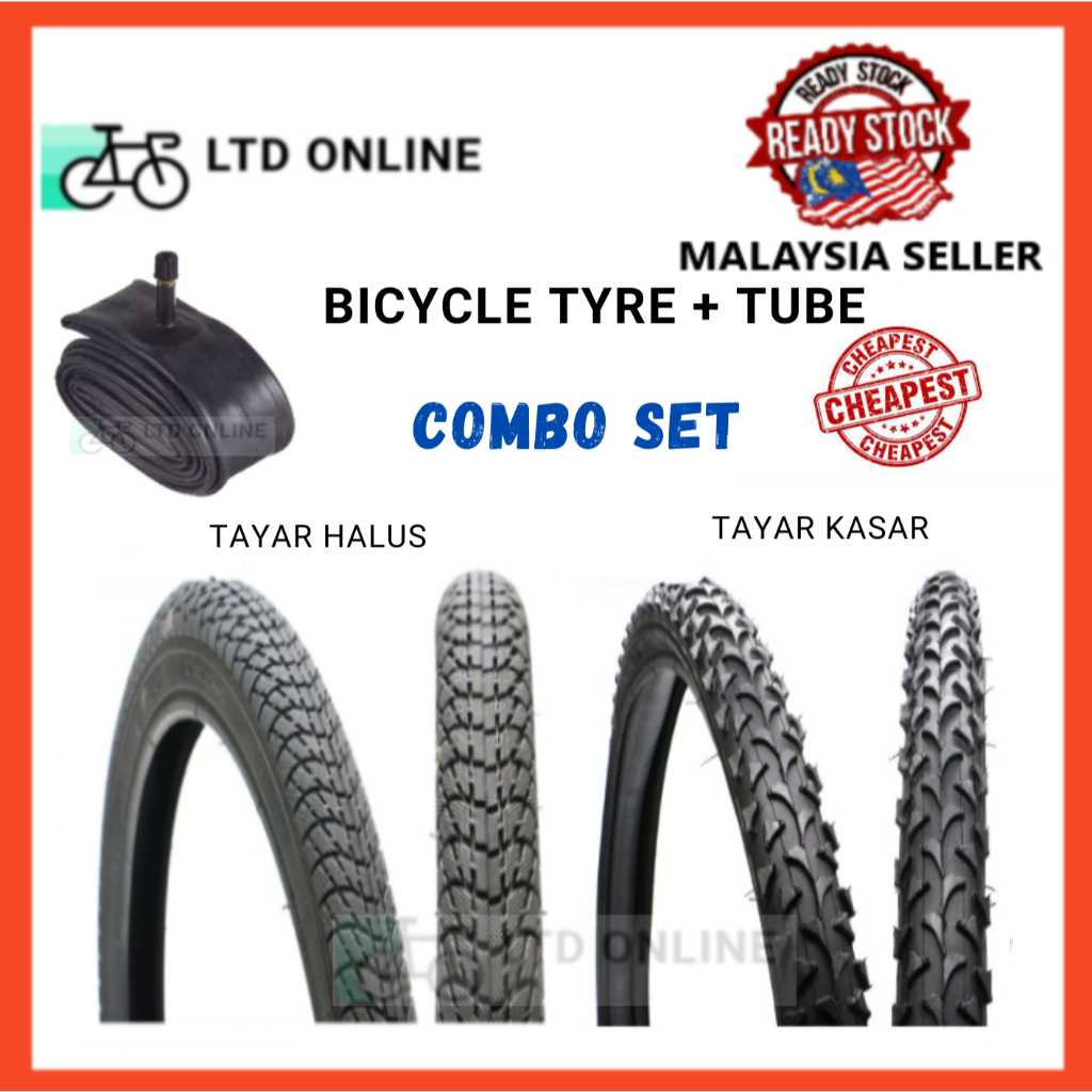TYRE & TUBE Bicycle COMBO Set 12" 14" 16" 20" 24" 26" 27.5" 29" Tiub ...