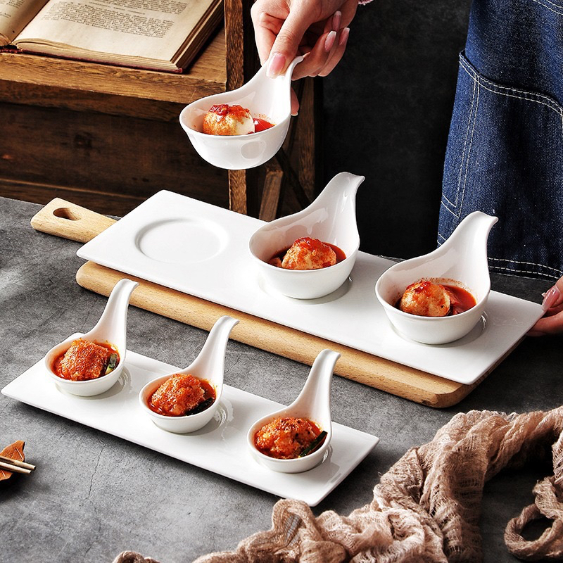 Porcelain Dipping Bowl with Handle Display Spoon Small Bowls for Side ...
