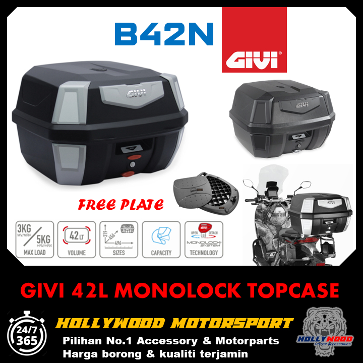 GIVI BOX B42N ANTARTICA TOP BOX HARD CASE 42 LITER MONOLOCK LC135 Y15ZR ...