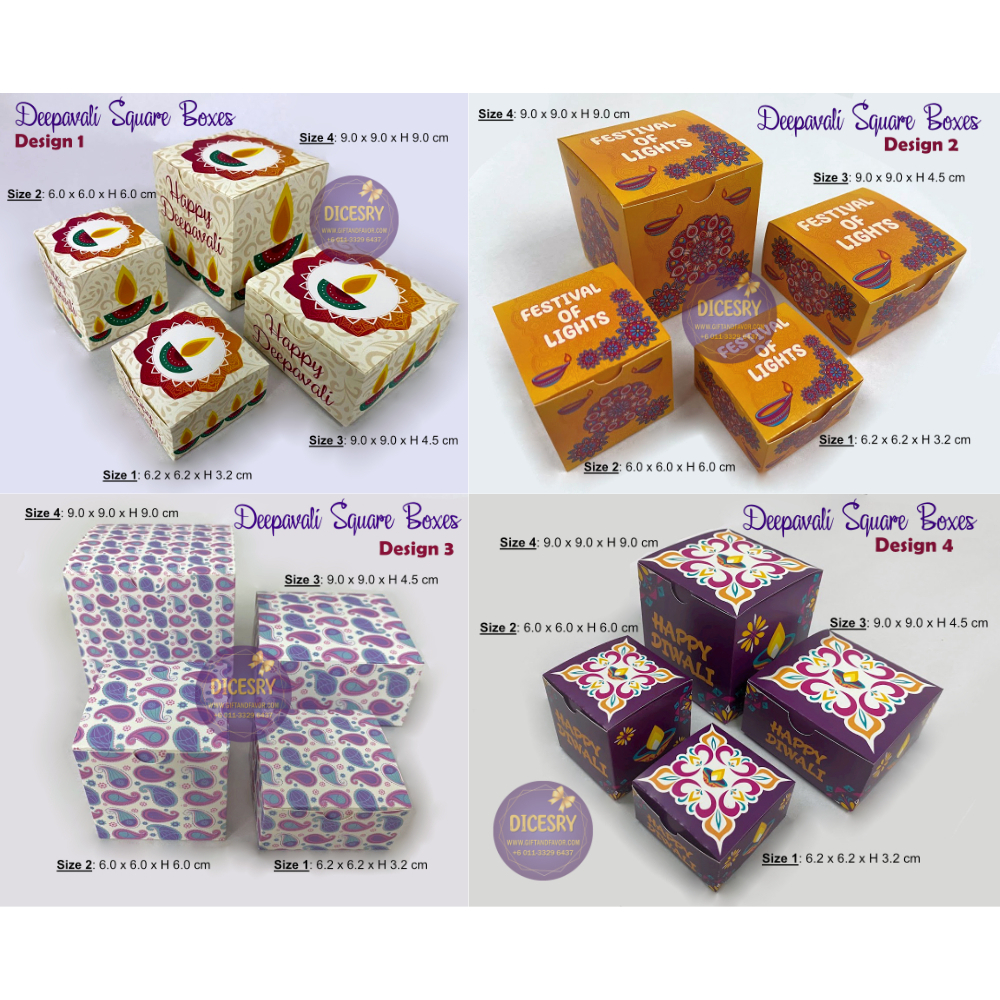 10pcs Deepavali Boxes / Kotak Deepavali / Diwali Box - CHECK THE SIZES ...