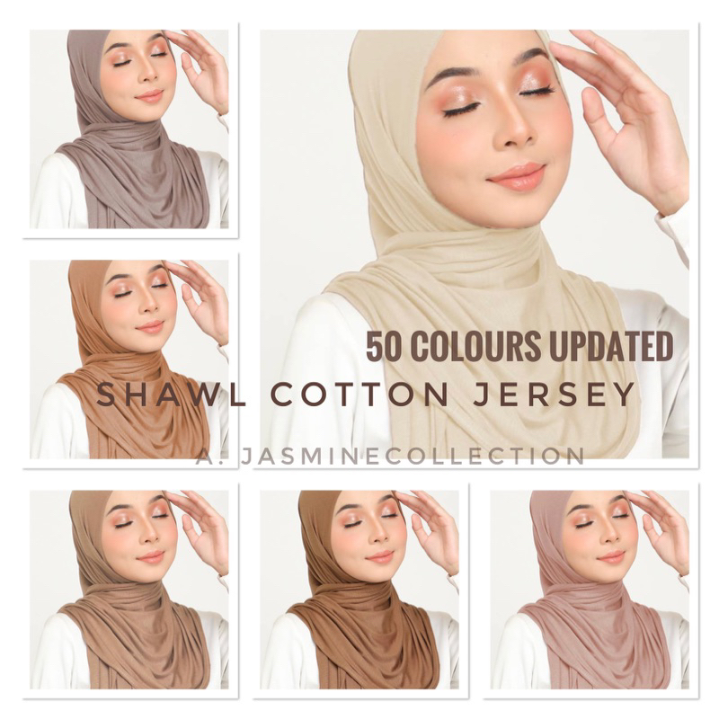 Shawl Cotton Jersey Premium | Shawl Malas tak perlu gosok | Lazy shawl ...