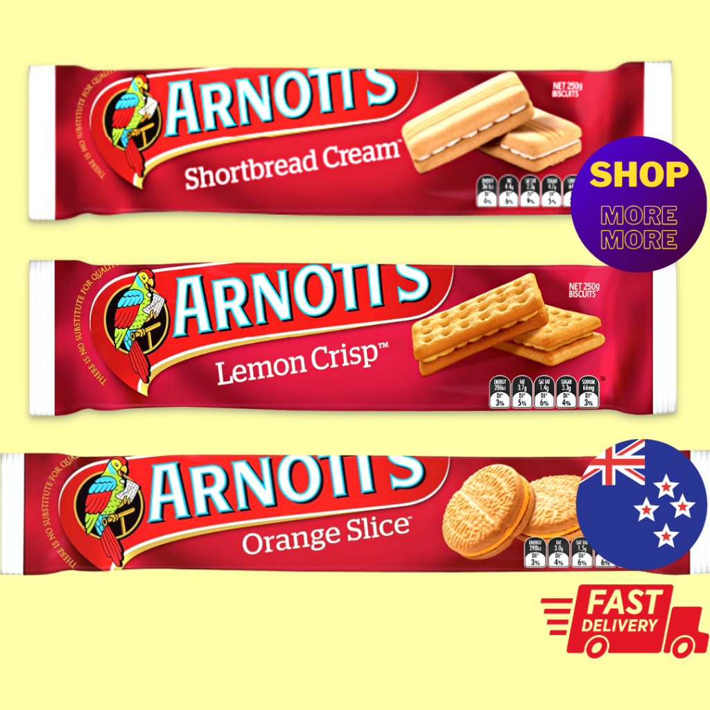 ARNOTT'S Shortbread Butter Cream Cookies/Lemon Crisp/Orange Slice ...