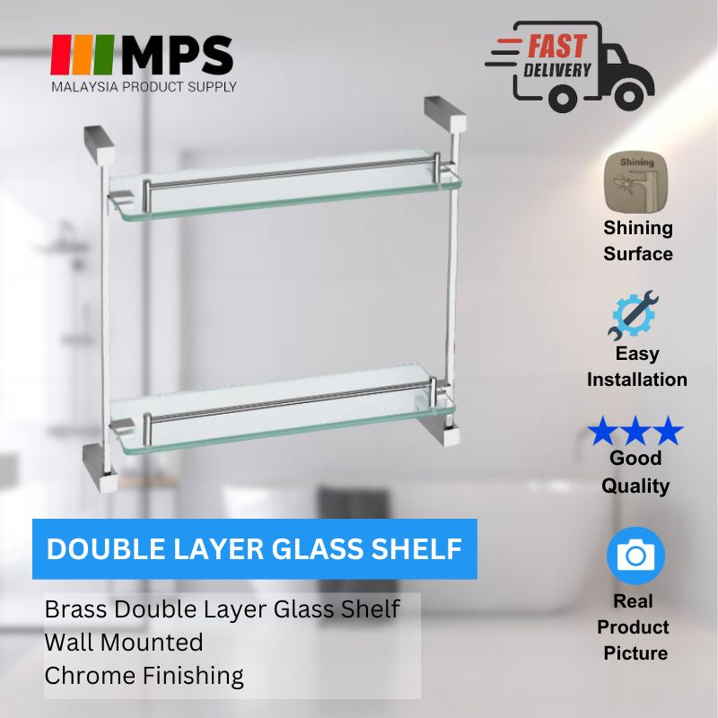 EURO Bathroom Wall Glass Shelf Double Layer Storage Shelf 390MM ...