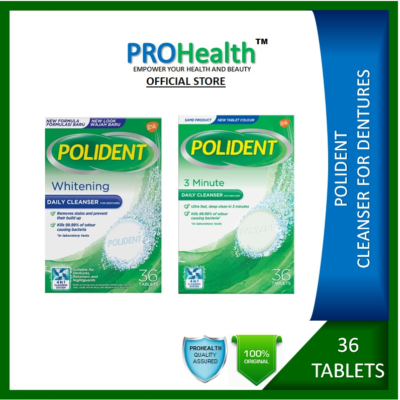 Polident Denture and Retainer Cleaning Tablets, 3 Minute Daily Cleanser ...