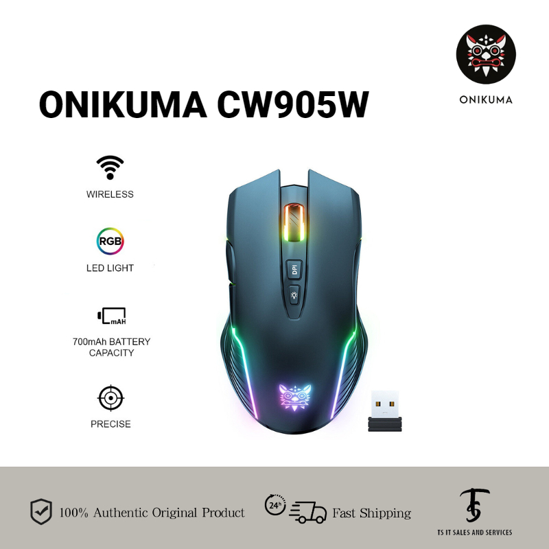 Onikuma CW905 RGB Wireless Gaming Mouse Build-in Rechargeable 700mAh ...
