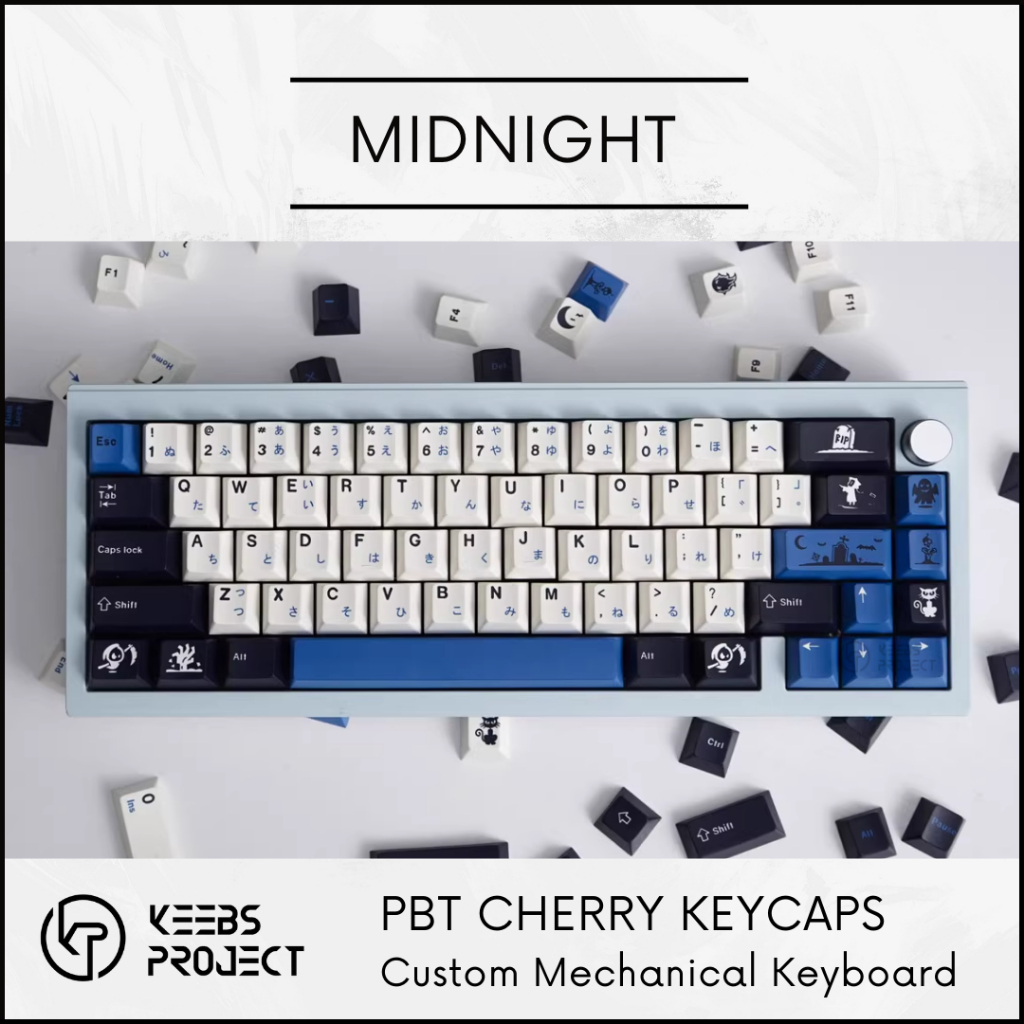 Midnight PBT keycaps | 129 keys | Dye-Sub | Blue Dark Black keycaps for ...