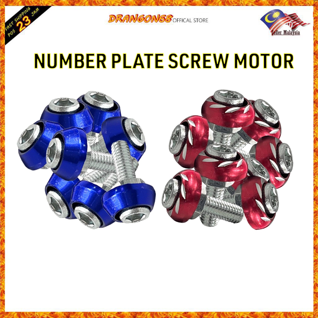 M6 NUMBER PLATE SCREW MOTOR ALLEN KEY NUT SKRU LESEN PLATE MOTORCYCLE ...