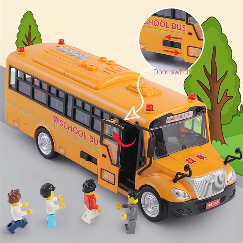 School bus large boy children school bus toy simulation car model car ...