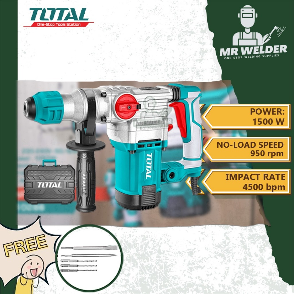 TOTAL TH1153216 1500W Rotary Hammer | Tukul Putar | Rotary Demolition ...
