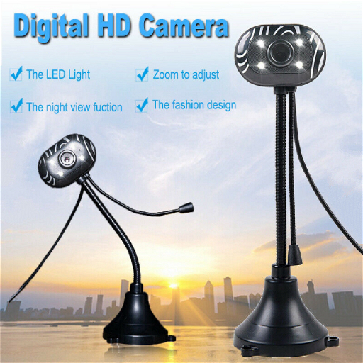 HD USB 2.0 Webcam With Mic 4 LEDs Light Driver-Free Laptop Computer Web Camera (Standard ...