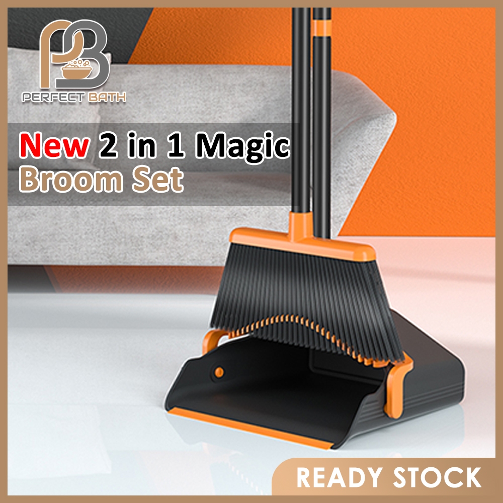 Perfect Bath Broom And Dustpan Set Lobby Cleaning Broom Set Saves Space ...