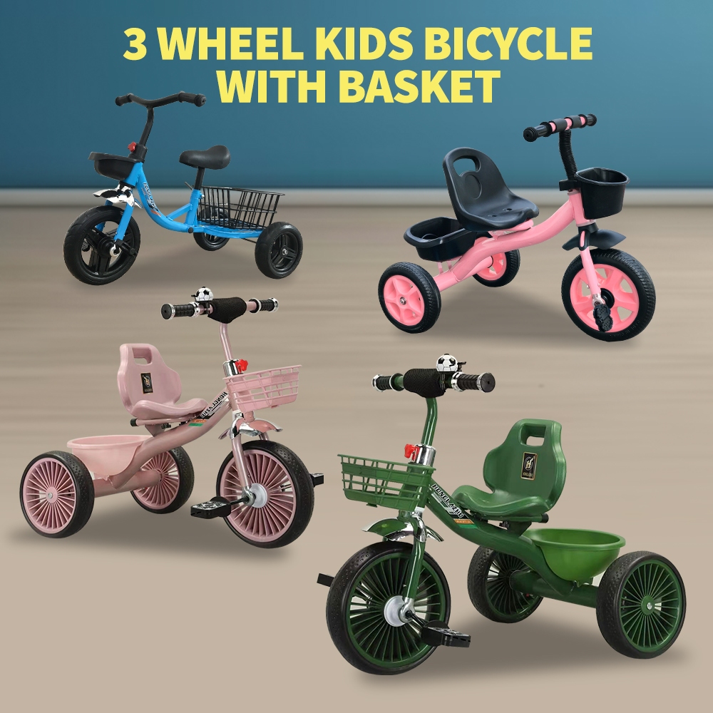 3 WHEEL KIDS BICYCLE WITH BASKET Kids Tricycle Bicycle Children Bike ...