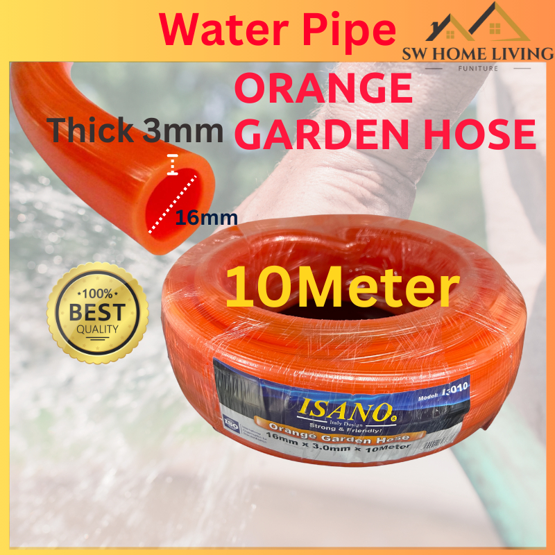 SW 10Meter PVC Orange Garden Hose Water Pipe Air paip GETAH PAIP WATER HOSE GETAH PAIP HOSE 水喉 ...