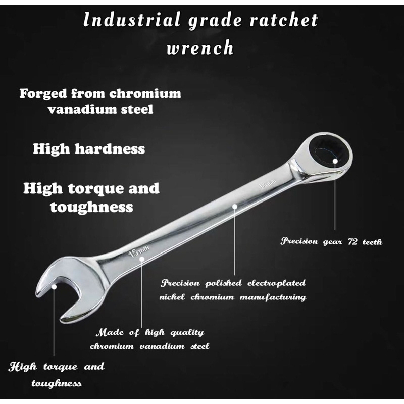 72 Tooth Gear Socket Wrench Nut Tool Reversible Ratchet Wrench Ratchet ...
