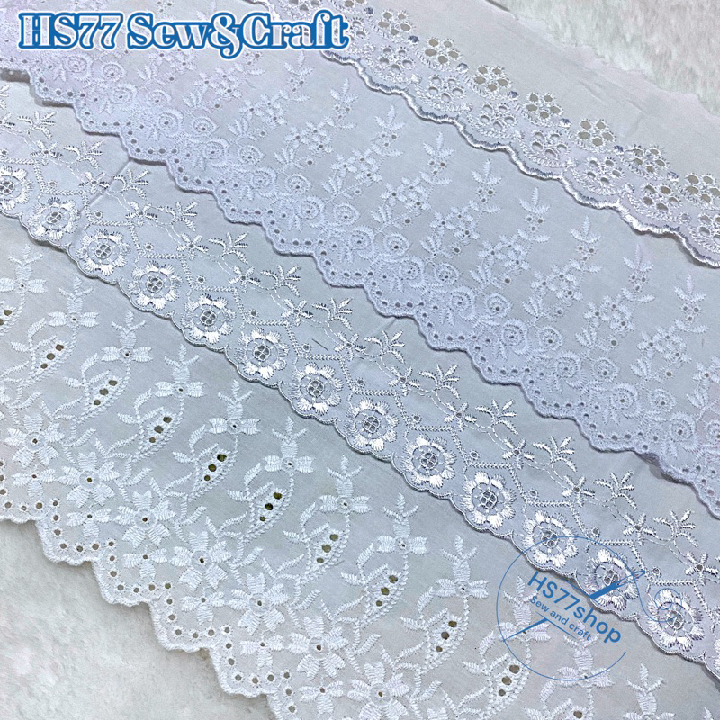 [ 1 meter ] 3", 3.5”, 4”, 4.5”, 5" TC Lace fabric / Soft Cotton Lace ...