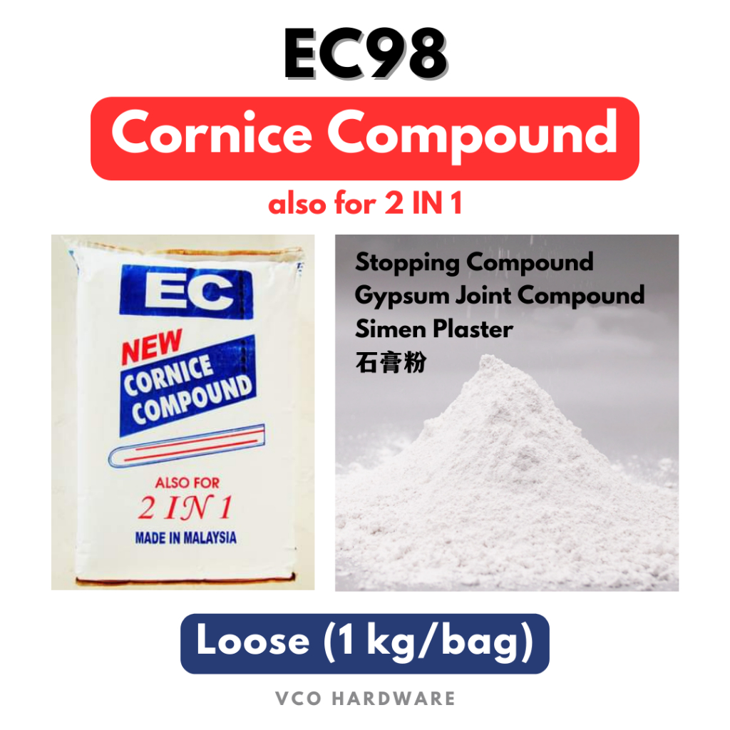 [ 1 KG ] EC98 Cornice Compound/ Powder / Stopping Compound/ Gypsum ...