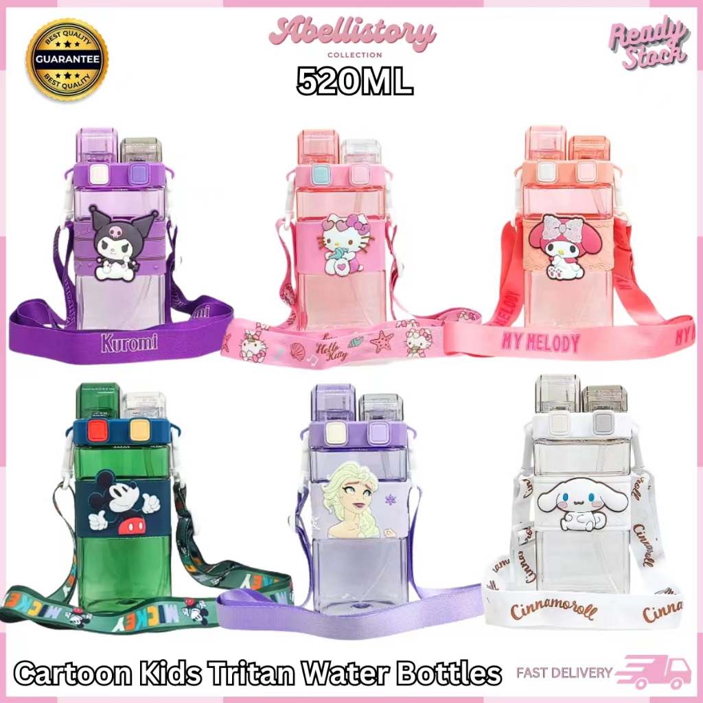 [ABELLISTORY] 520ml Kuromi Bottle Kids Water Straw Drinking Bottle Tritan | Shopee Singapore