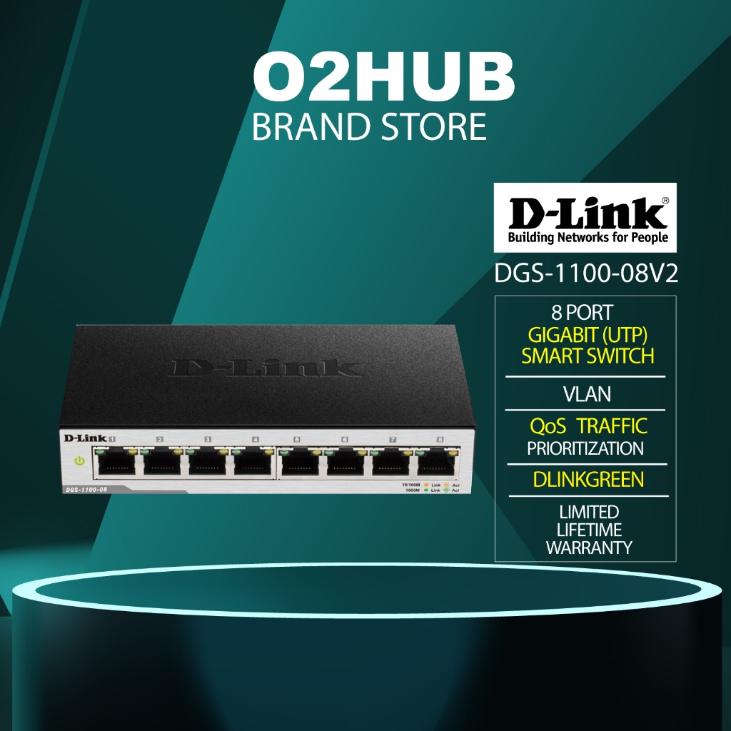 D-Link DGS-1100-08V2 8 port Gigabit Smart Managed Switch IGMP Snooping ...