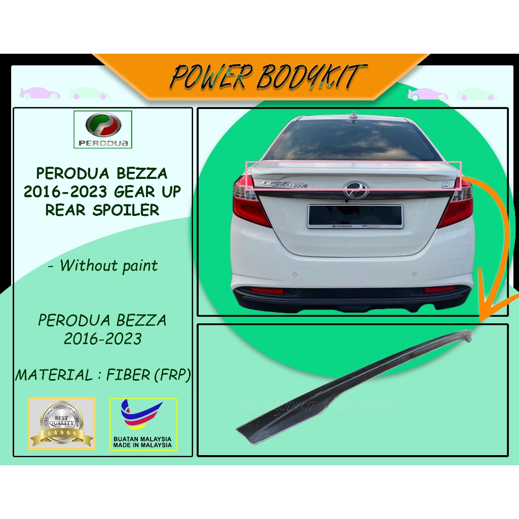 Perodua Bezza 2016-2023 Gear Up Rear Spoiler 2016 2017 2018 2019 2020 ...