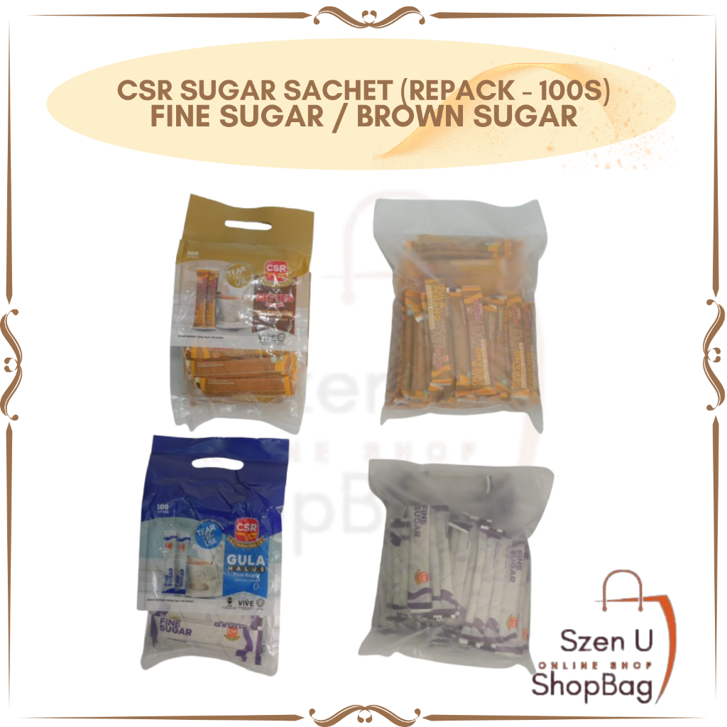 CSR Sugar Sachet { REPACK } (100s x 5g) - 500g ( Fine Sugar Sachet / Brown Sugar Sachet ...
