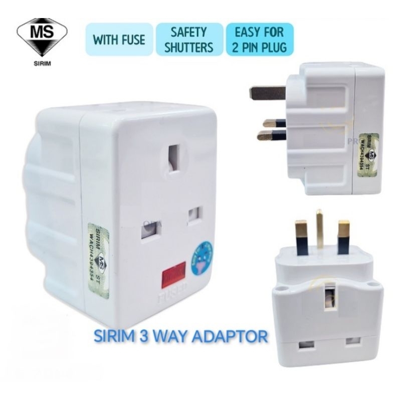 3 Way Adaptor 13A 3pin & Neon Indicator(SIRIM) | Shopee Singapore