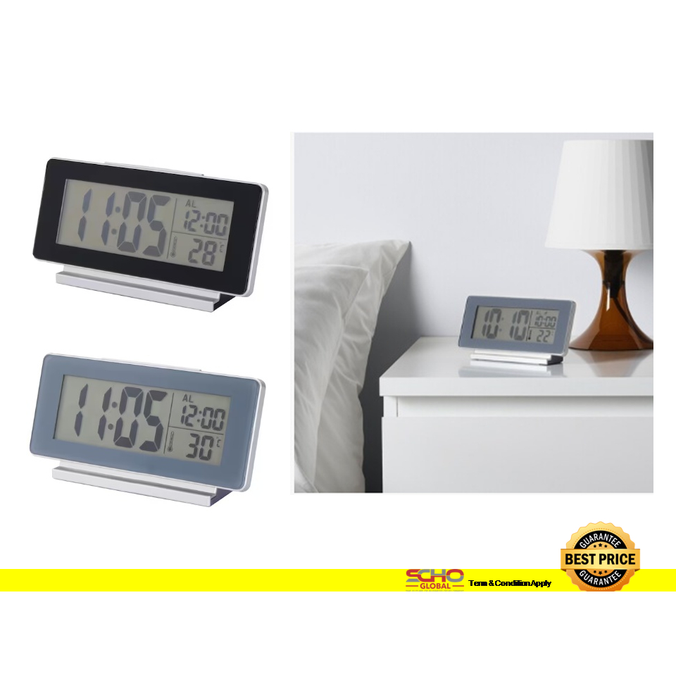 IKEA-FILMIS Clock/thermometer/alarm, low-voltage, 16.5x9 cm (black/grey ...