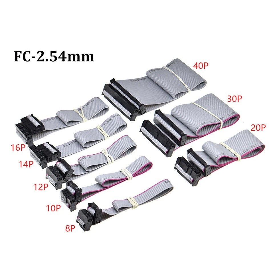 1m Long IDC2.54 Grey Flat Ribbon Cable IDC Pitch 2.54mm FC6 10P 14P 20P 30P FF Female Wires ...