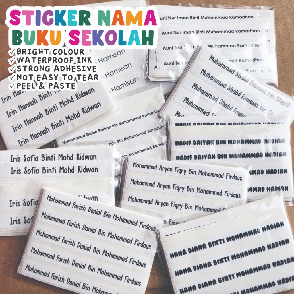 BOOK Name Sticker WATERPROOF SCHOOL BOOK Sticker WATERPROOF Name ...