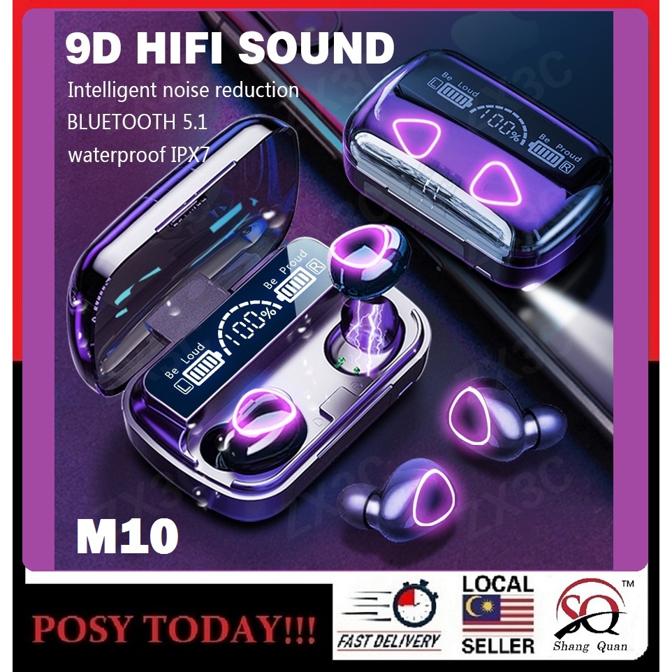 LOCAL M10 9D Sound Bluetooth Earphone TWS 5.3 Wireless Earbuds Headsets ...