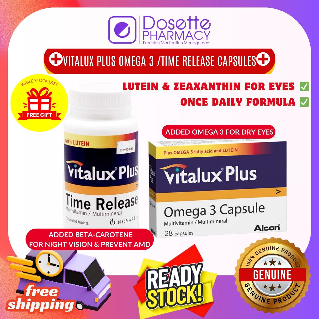 VITALUX PLUS 3 CAPSULE 28'S / TIME RELEASE CAPSULE 30'S - LUTEIN ...