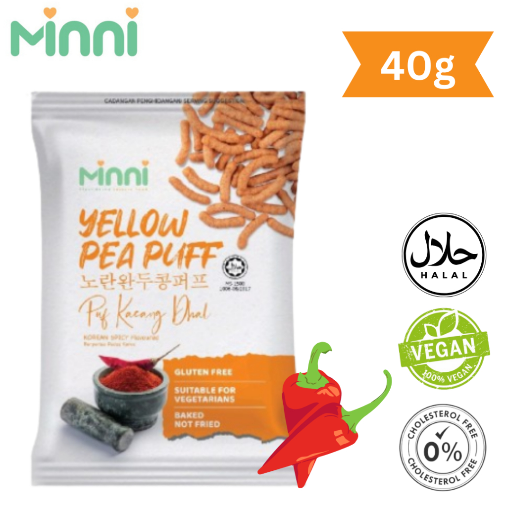 Minni HALAL Yellow Pea Puff - Korean Spicy Flavor (40g) Baked | 6g ...