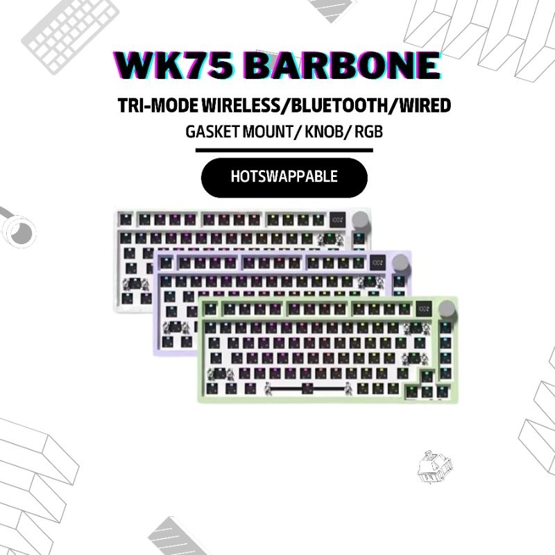 Weikav K75 Tri-mode 75% Gasket Mechanical Keyboard Kit with Knob ...