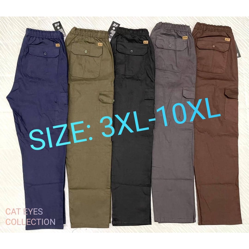 BIG SIZE [30% 0FF ] CARGO SLACK PANTS 6XL 7XL 8XL 9XL 10XL BLACK NAVY ...