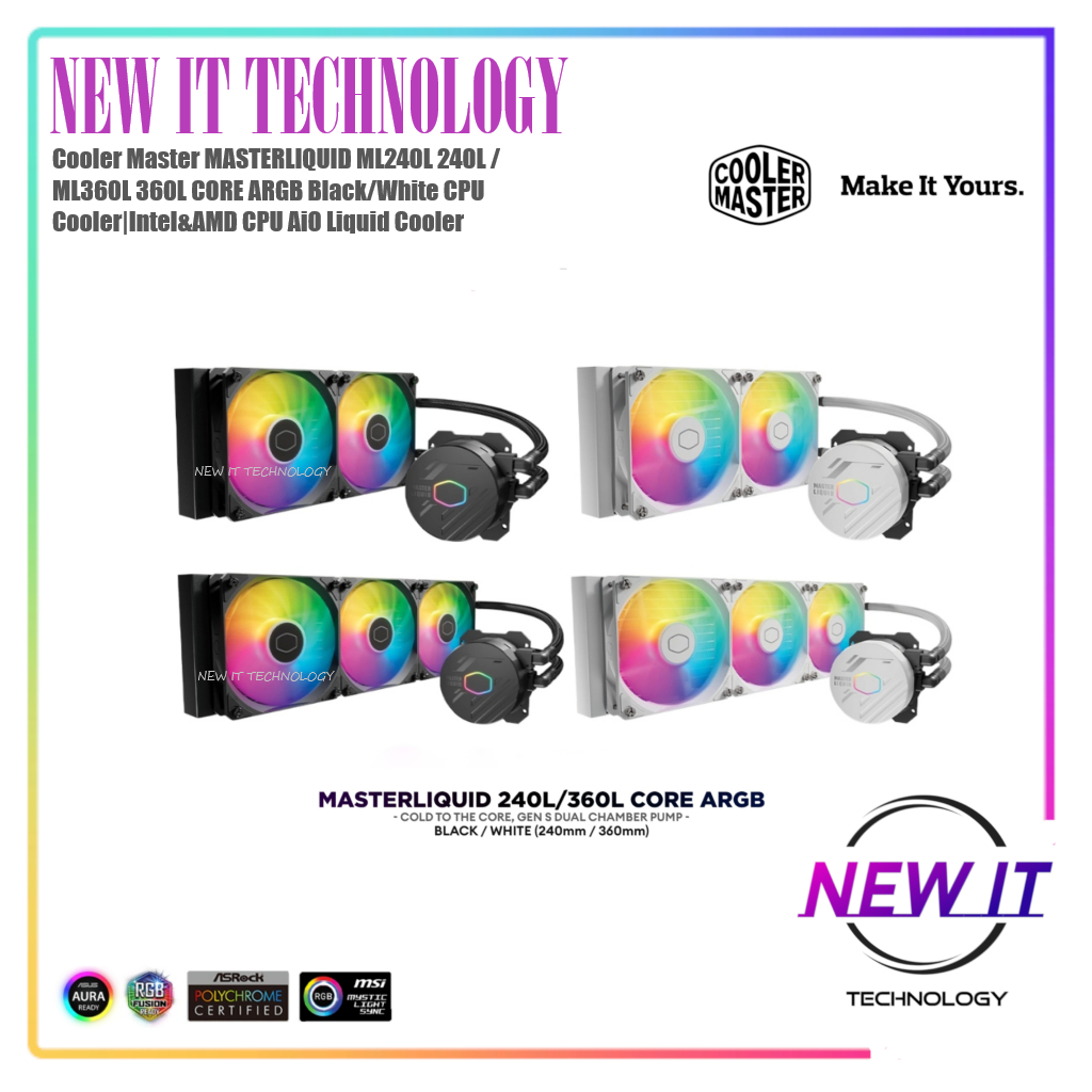 Cooler Master MASTERLIQUID ML240L 240L / ML360L 360L CORE ARGB Black ...