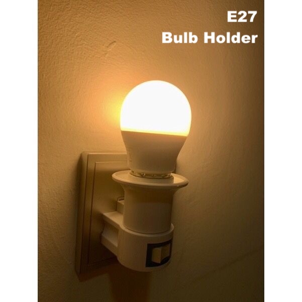 E27 3 Pin Lamp Holder Plug With Switch LED Screw Dim Night Light Bulb ...