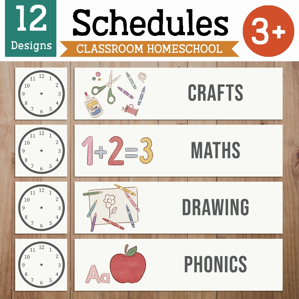 School Timetable, Classroom Schedule, Bulletin Board Kit, Montessori ...